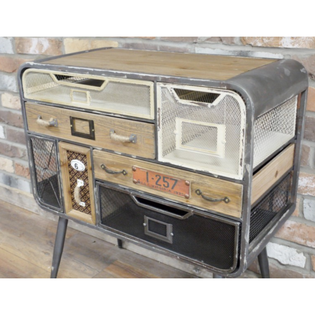 Industrial Side Cabinet Vintage Retro Storage Sideboard Rustic Metal ...