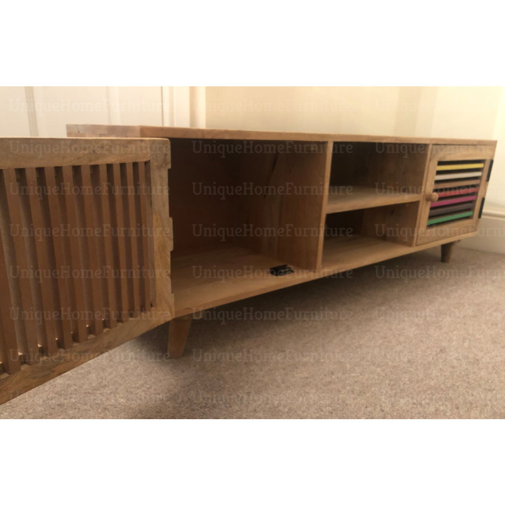 Retro TV Stand Vintage Industrial Cabinet Rustic Solid Wood Lowboard ...