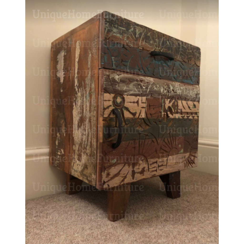 Industrial Bedside Table Rustic Drawer Cabinet Vintage Metal Side End ...