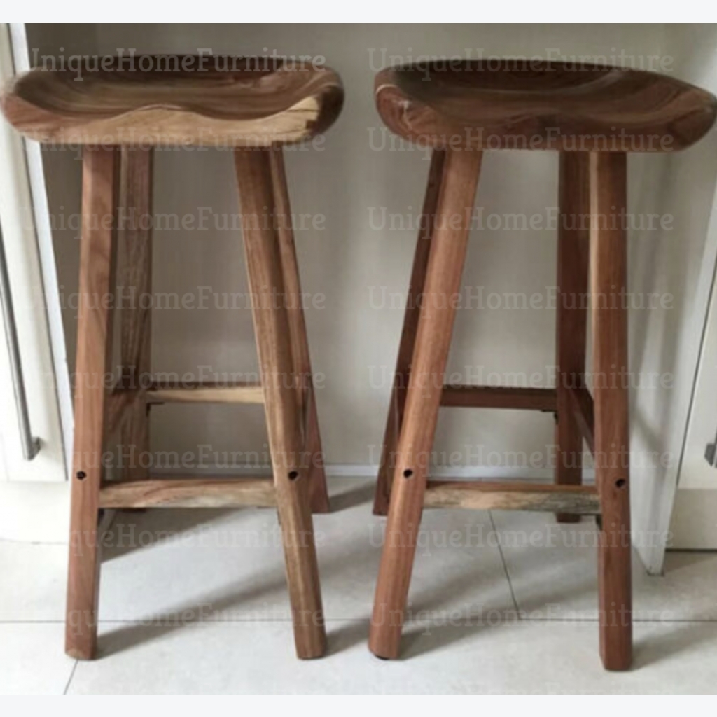 Rustic Bar Stools Vintage High Stool Tall Solid Wood Chair Breakfast ...