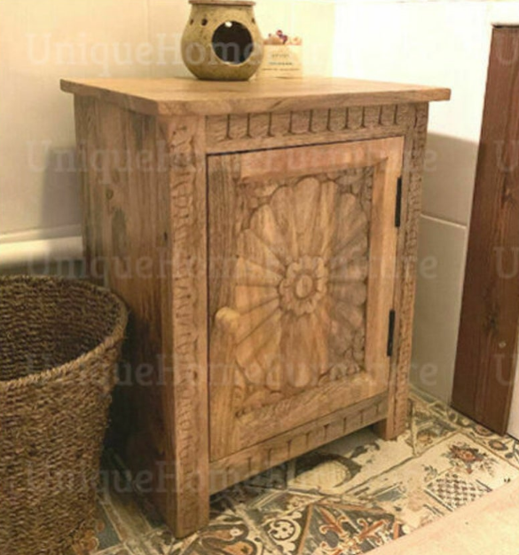Rustic Bedside Table Wooden Nightstand - Unique Home Furniture