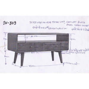 Mid Century TV Unit Nordic Media Cabinet Scandinavian Solid Wood ...