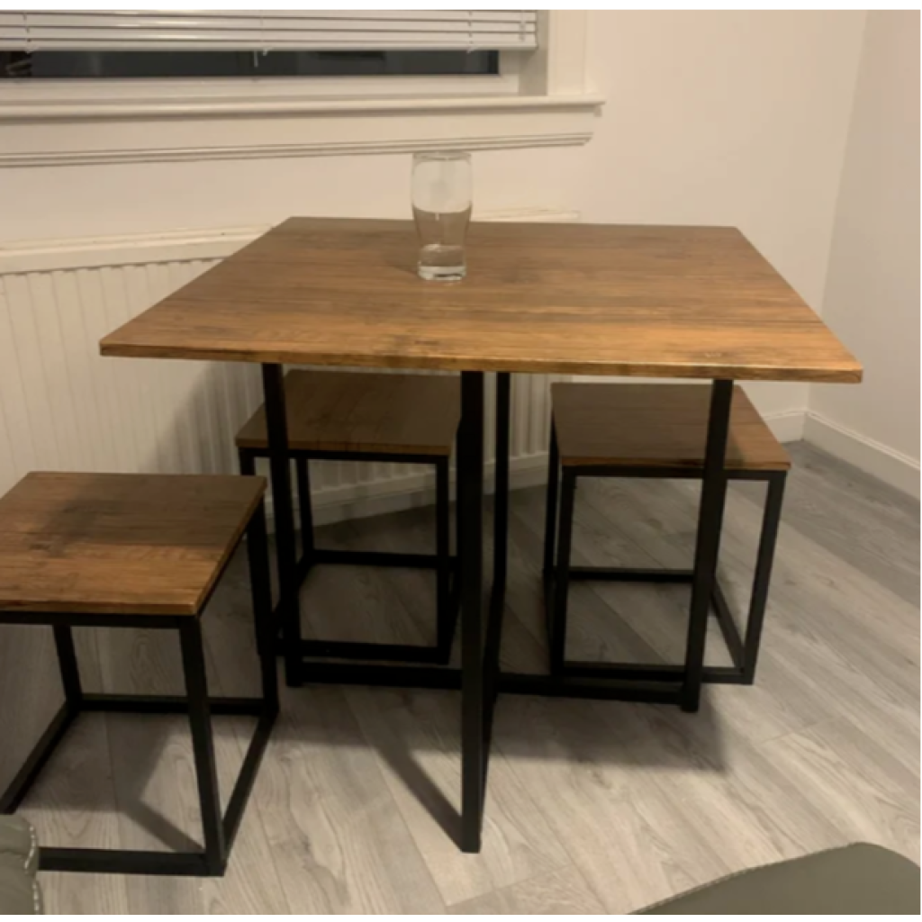 Industrial Dining Table and Chairs Rustic Metal Vintage Bar Set 4 ...