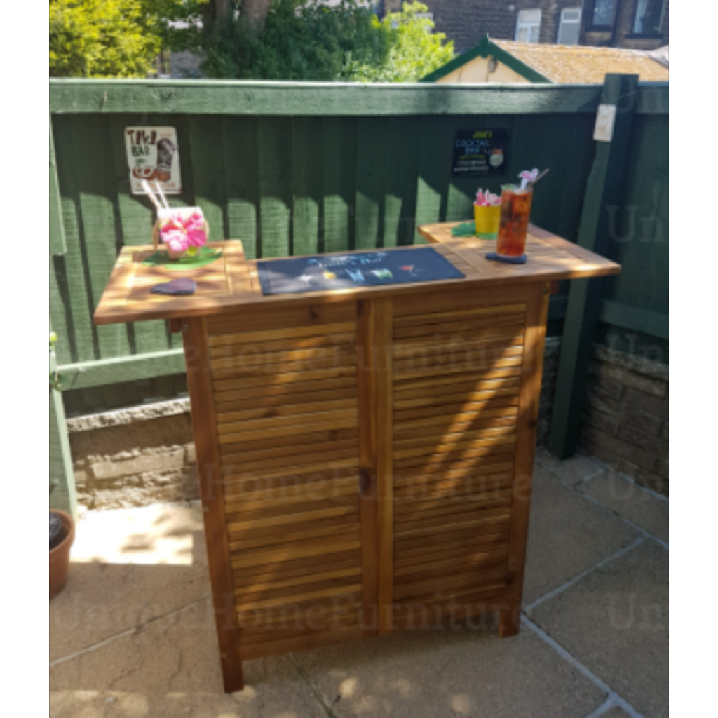 Garden Bar Table Solid Wood Furniture Tall Outdoor Patio Wooden Dining ...