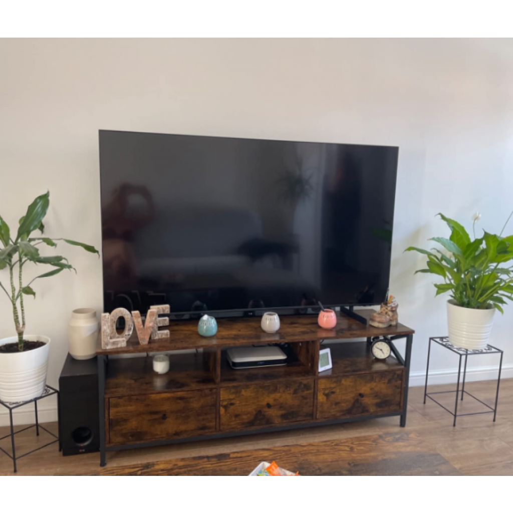 Large TV Stand Rustic Metal Media Cabinet Industrial Vintage Storage ...