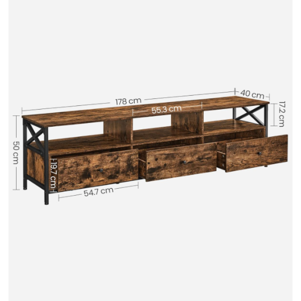 Large TV Stand Rustic Metal Media Cabinet Industrial Vintage Storage ...