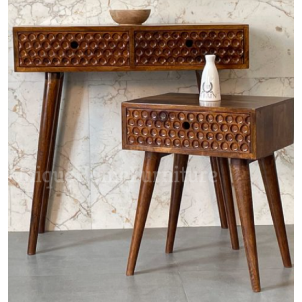 Nordic Console Table Mid Century Danish Sideboard Rustic Solid Wood ...