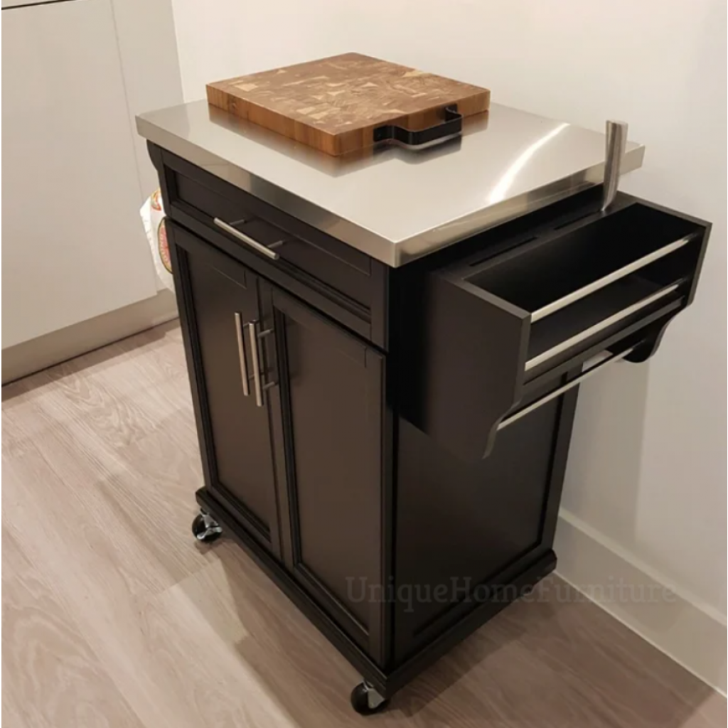 Kitchen Cart Island Butchers Block Table Trolley Storage Cabinet ...