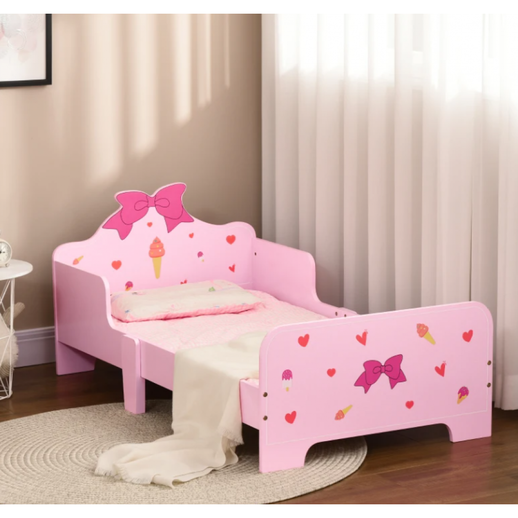 Wooden Bed Frame Children Single Bedroom Furniture Girls Pink Safety ...