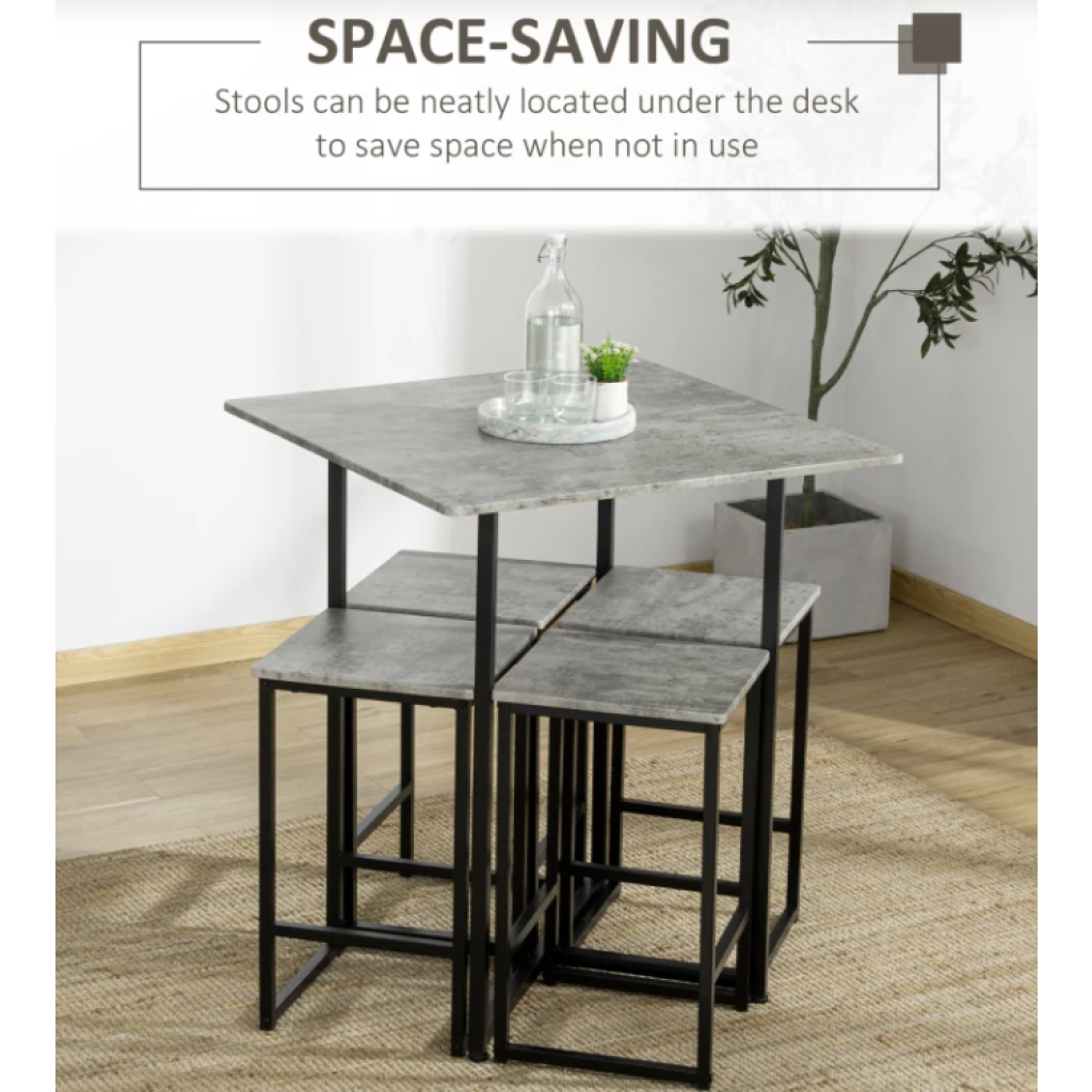 Bar Table and 4 Stools Kitchen Counter Height Dining Furniture Modern ...