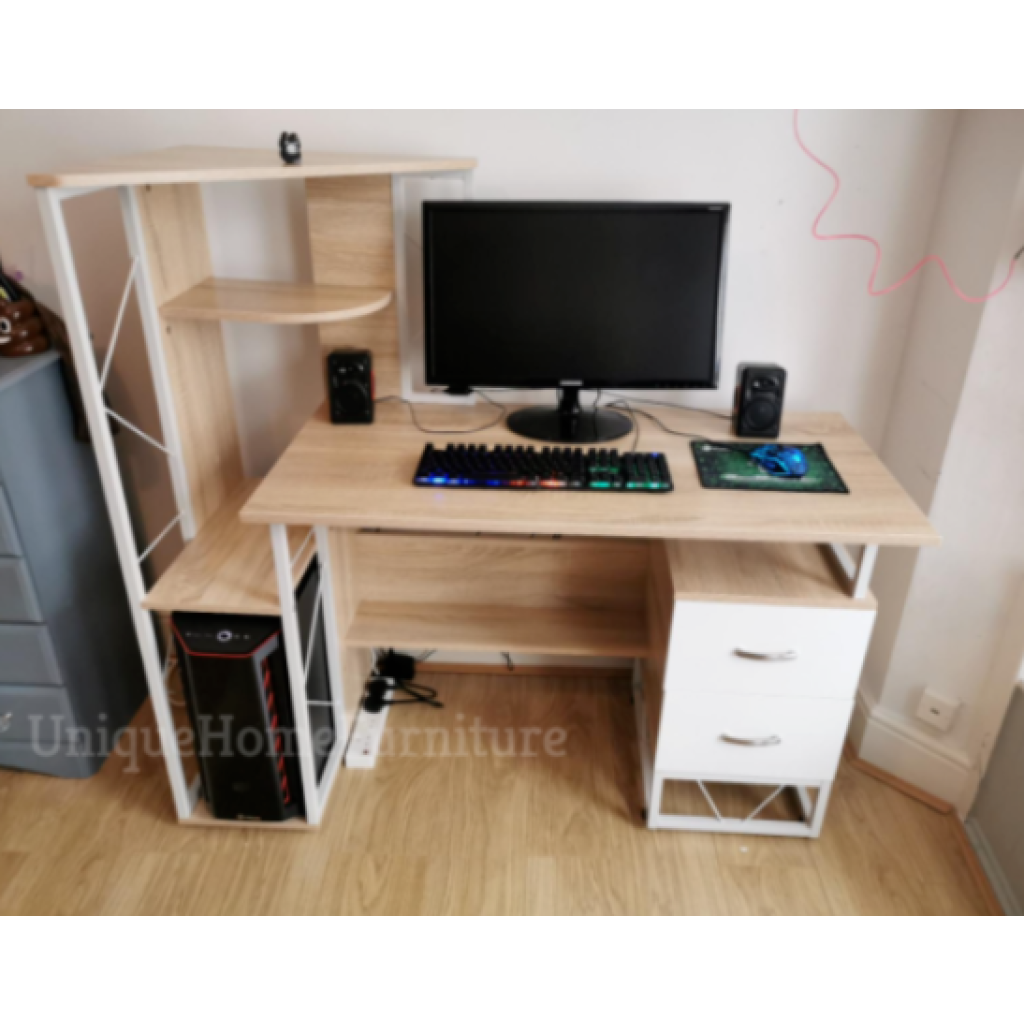 Large Computer Desk Executive Office Workstation Modern PC Storage ...