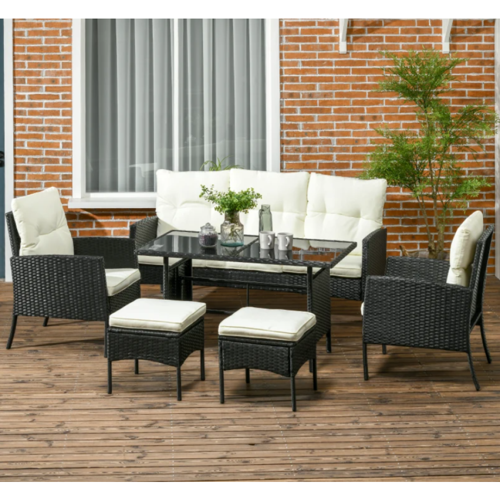 Garden Dining Set Outdoor Rattan Furniture Conservatory Glass Table ...