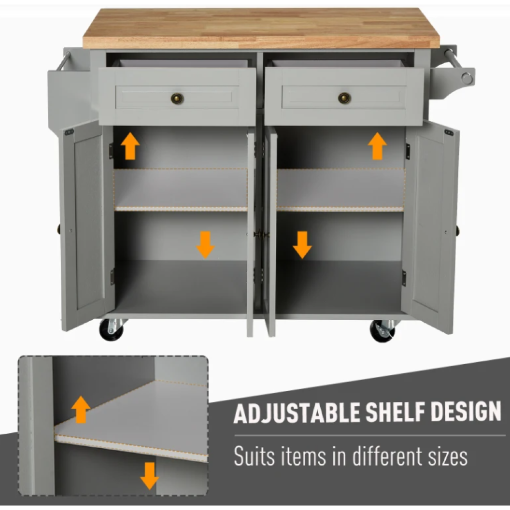 Kitchen Island Unit Butchers Block Trolley Breakfast Bar Table Storage ...