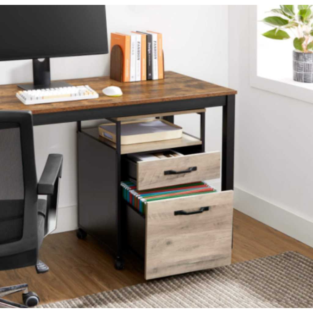 Industrial Filing Cabinet Vintage Rustic Wheels Drawers Office Storage ...