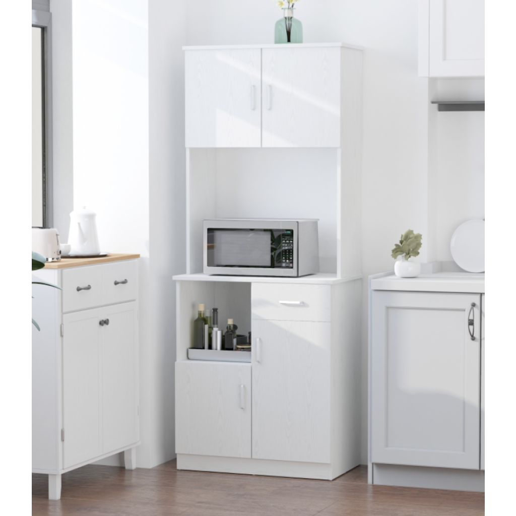 Kitchen Dresser Cabinet White Sideboard Furniture Tall Storage Pantry ...