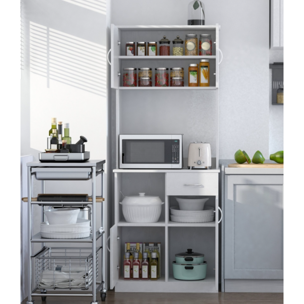 Kitchen Dresser Cabinet White Sideboard Furniture Tall Storage Pantry ...