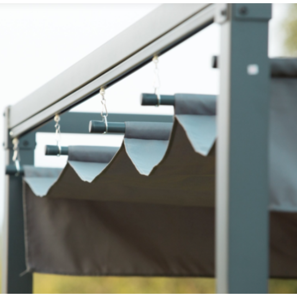 Outdoor Pergola Canopy Large Metal Retractable Sun Shade Garden Gazebo ...