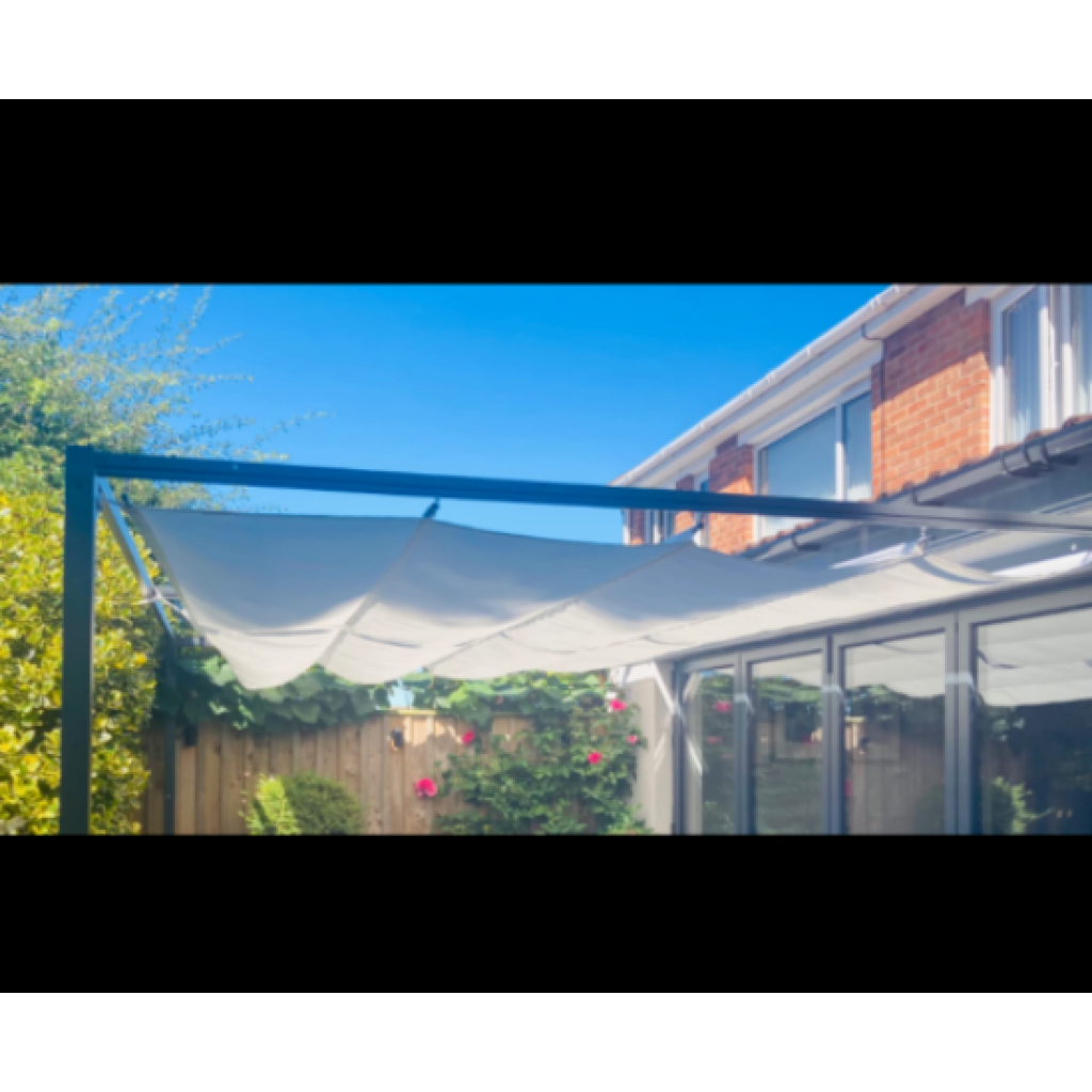 Wall Mounted Pergola Lean To Gazebo Garden Patio Sun Shade Retractable ...