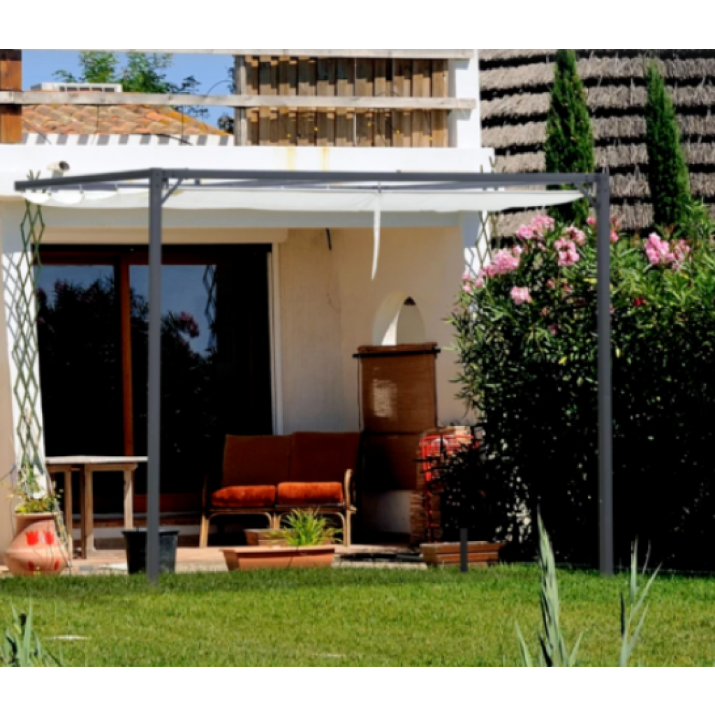 Wall Mounted Pergola Lean To Gazebo Garden Patio Sun Shade Retractable ...