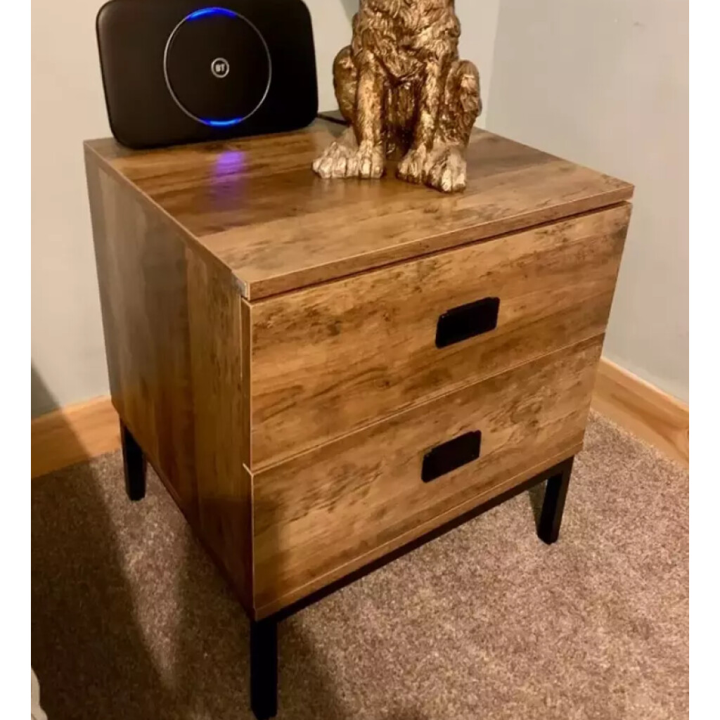 Industrial Bedside Table Vintage Storage Stand Drawers Rustic Metal ...