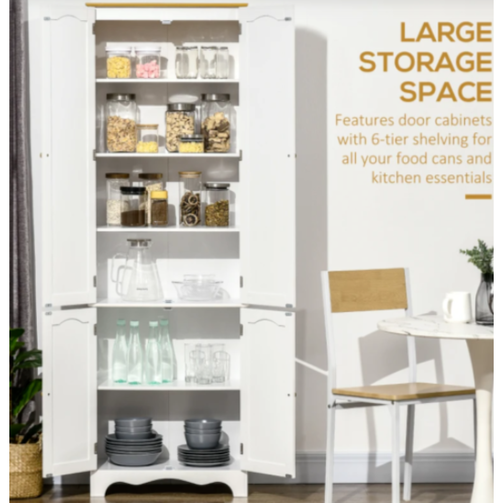 Tall Kitchen Pantry Large Storage Cupboard Cabinet Larder Shelves ...