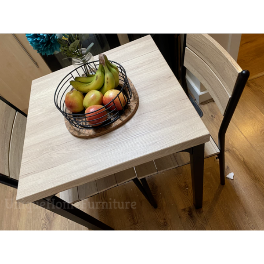 Dining Table 2 Chairs Small Square Kitchen Furniture Rustic Metal ...
