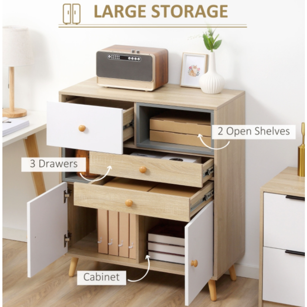 Retro Storage Cabinet Small Wooden Chest Drawers Modern Sideboard ...