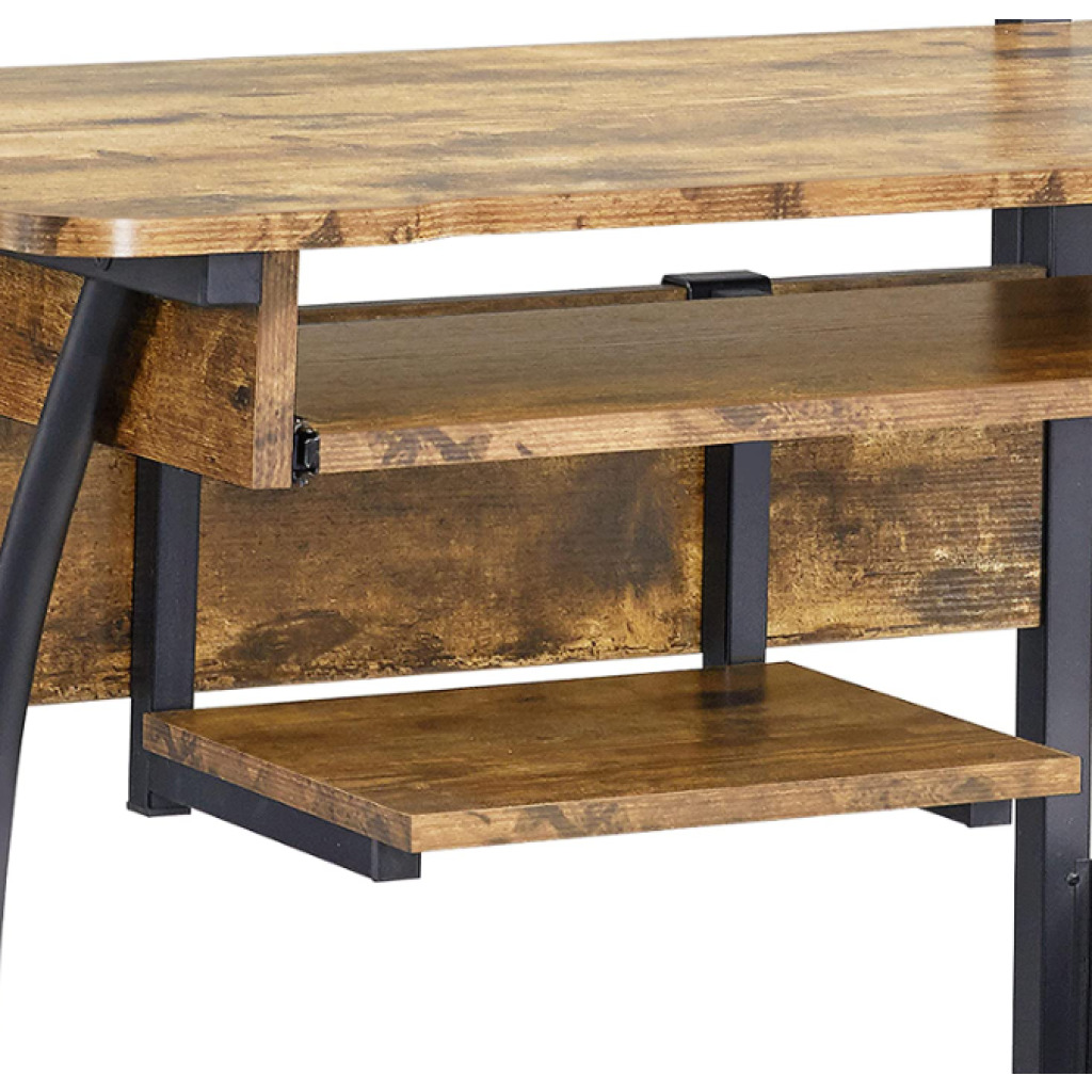 Compact Computer Desk Rustic Metal Workstation Small Industrial Home ...