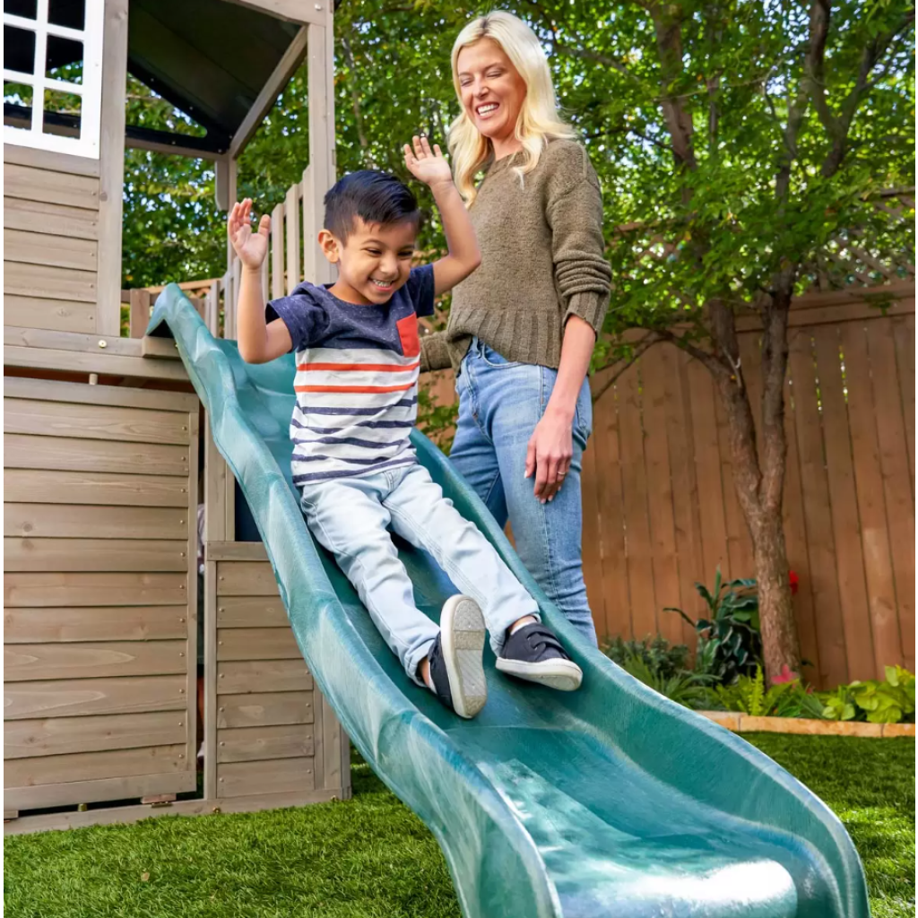 Wooden Garden Playhouse Large Slide Climbing Ladder Kids Wendy Tree ...
