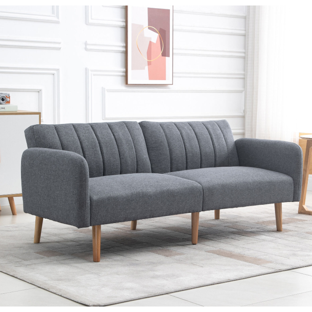 Retro Sofa Bed Scandinavian Modern Style Couch 2 Seater Loveseat Wooden ...