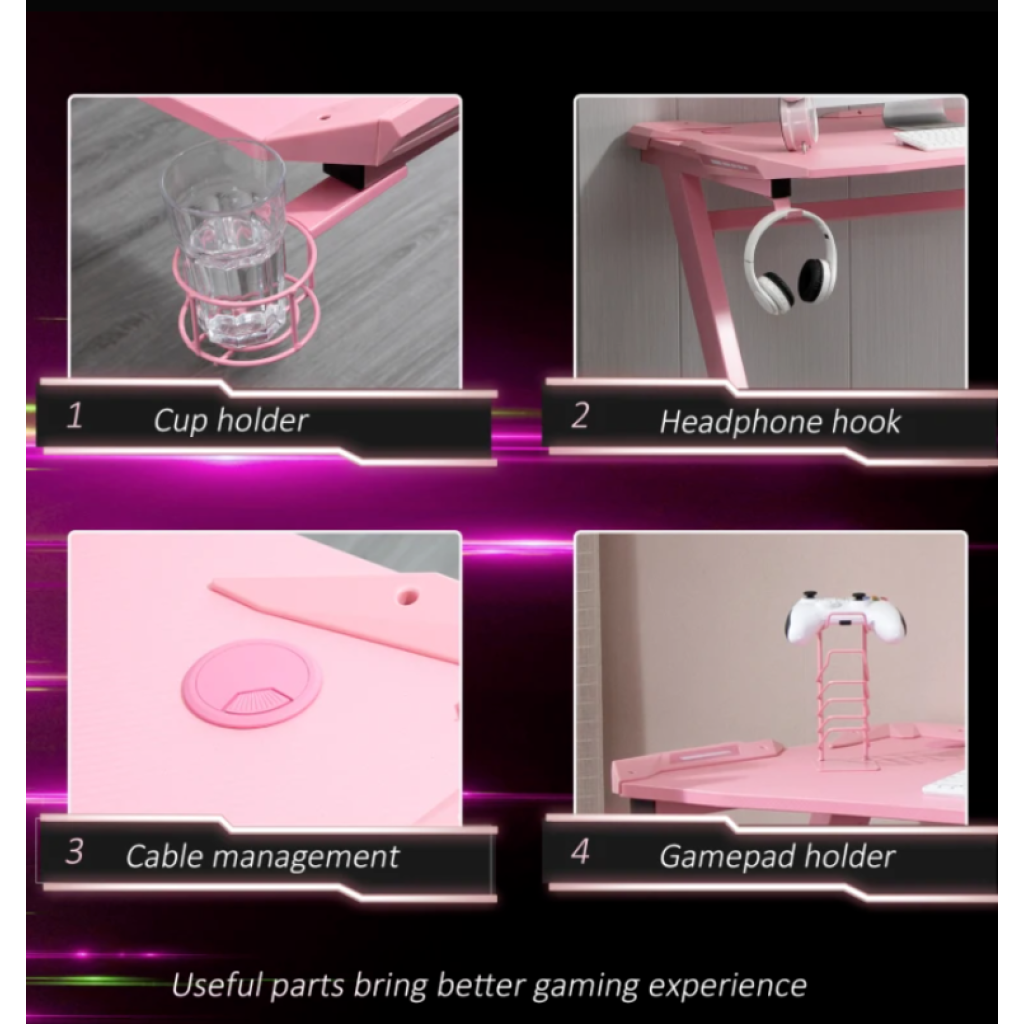 Girls Gaming Desk Pink Racing Computer Workstation Kids Home Office ...