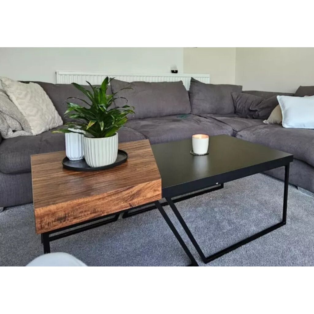 Modern Coffee Table Rustic Metal Set 2 Side End Tables Vintage ...