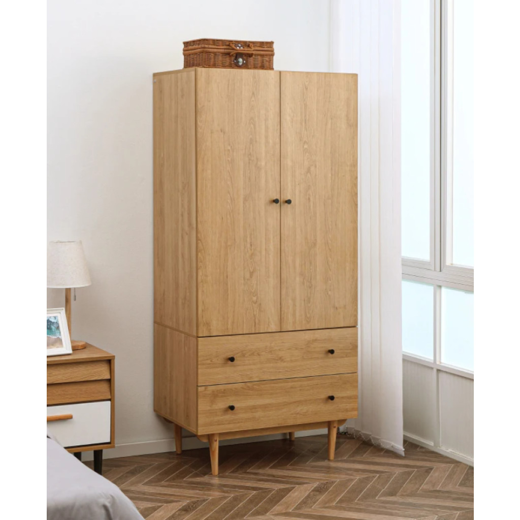 Scandinavian Storage Wardrobe Rustic Double 2 Door Cupboard Clothes ...