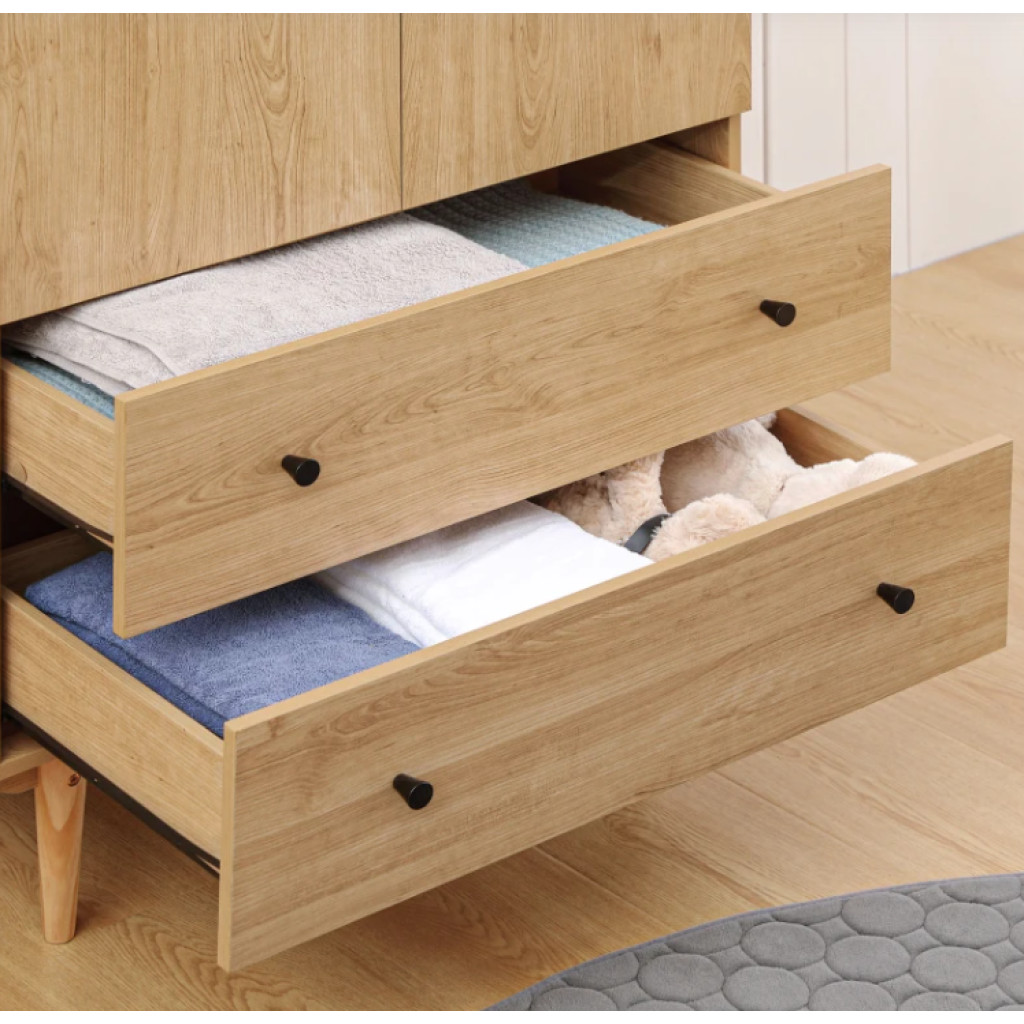 Scandinavian Storage Wardrobe Rustic Double 2 Door Cupboard Clothes ...