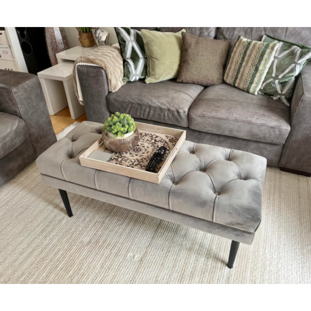 Modern Window Seat Tufted Chesterfield Style Bench Velvet End Bed ...