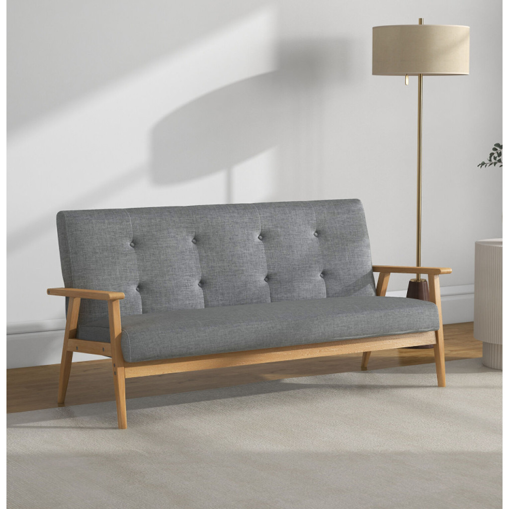 Vintage Style Sofa Mid Century Danish Couch Room 3 Seater Loveseat ...