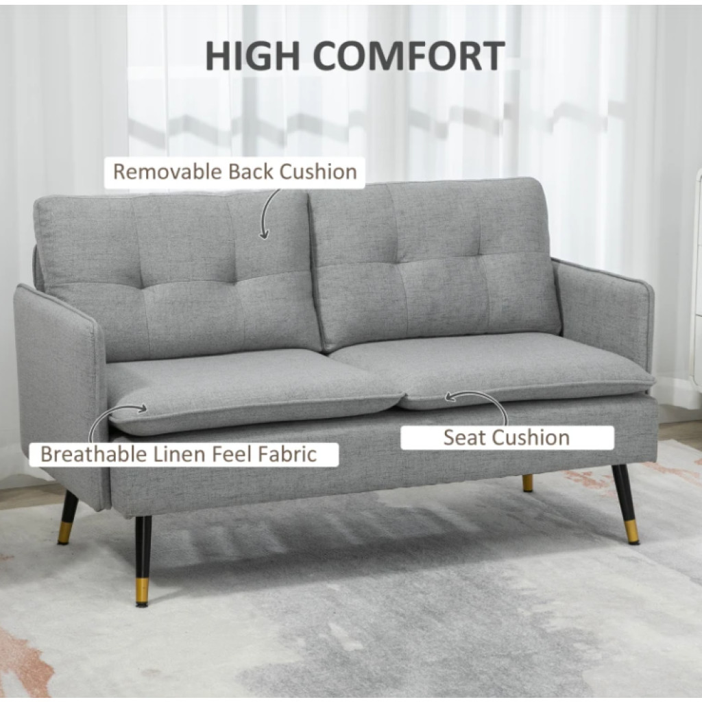 2 Seater Sofa Vintage Retro Settee Mid Century Style Small Fabric ...
