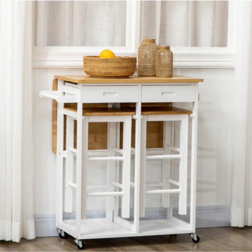 Kitchen Dining Table and Chairs Small Breakfast Set 3pc Drop Leaf Bar ...
