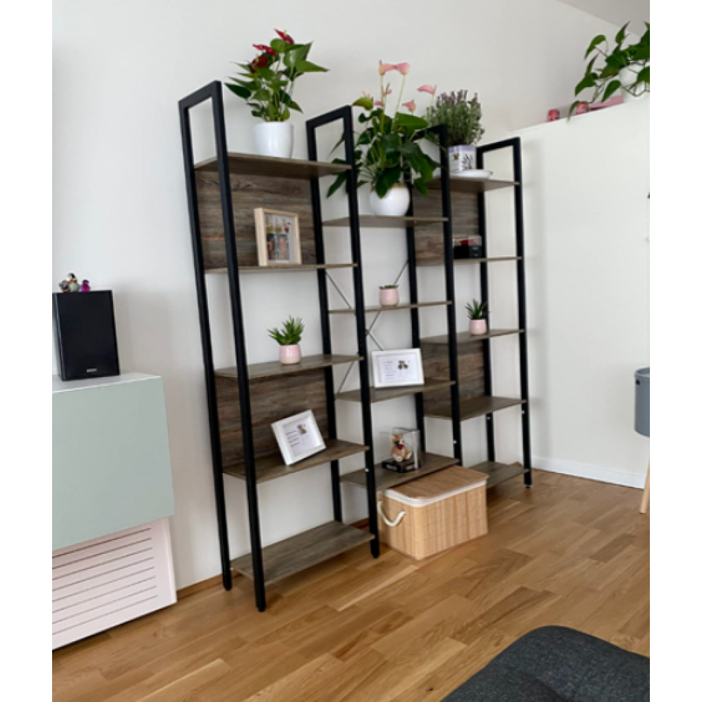 Large Storage Bookcase Modern Display Side Cabinet Tall Rustic Wooden ...
