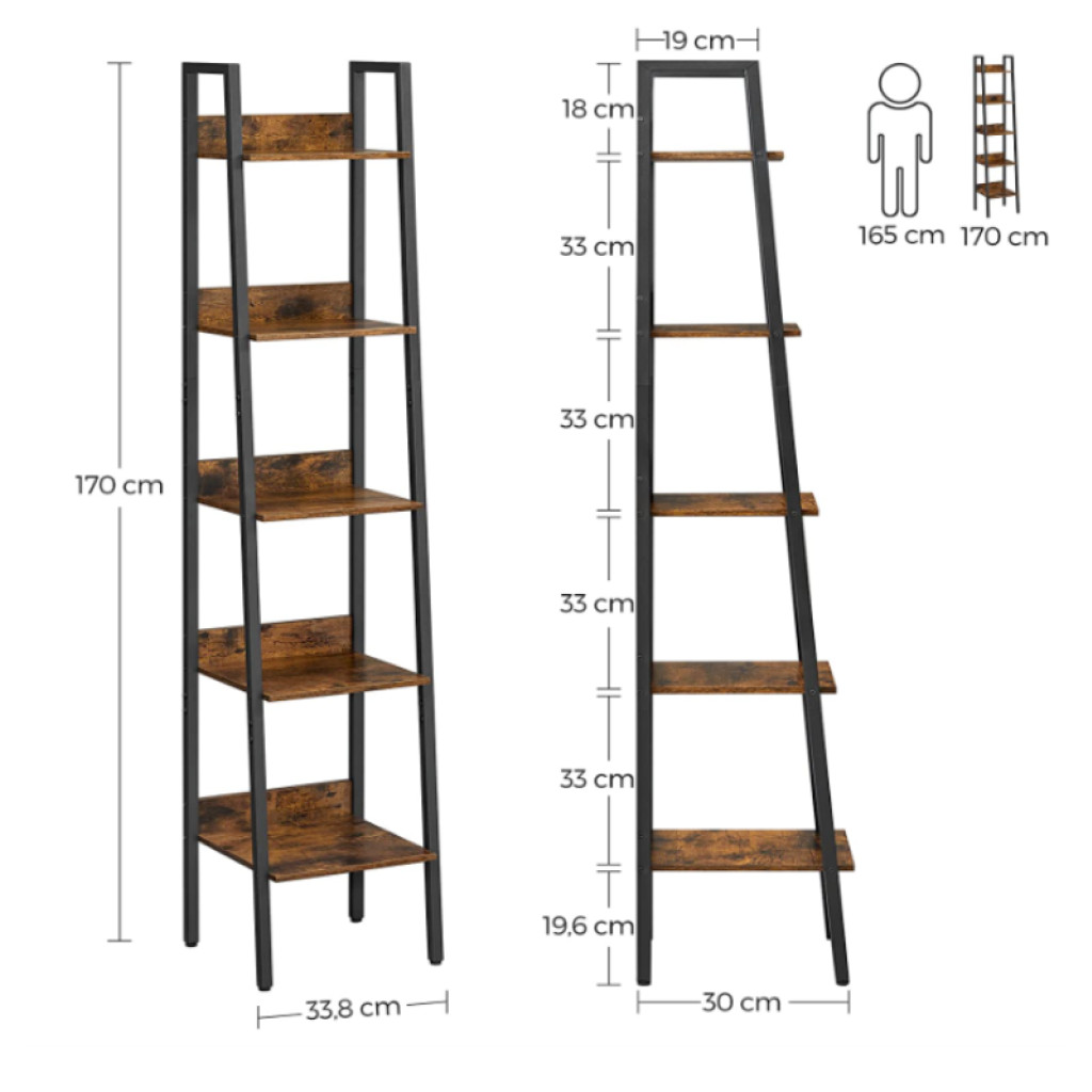 Tall Industrial Bookcase Narrow Slim Cabinet Vintage Ladder Rustic ...
