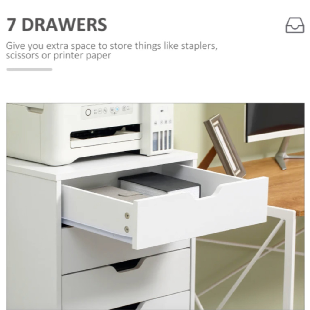 Office Filing Cabinet Tall Chest Drawers Document Desk Organiser ...