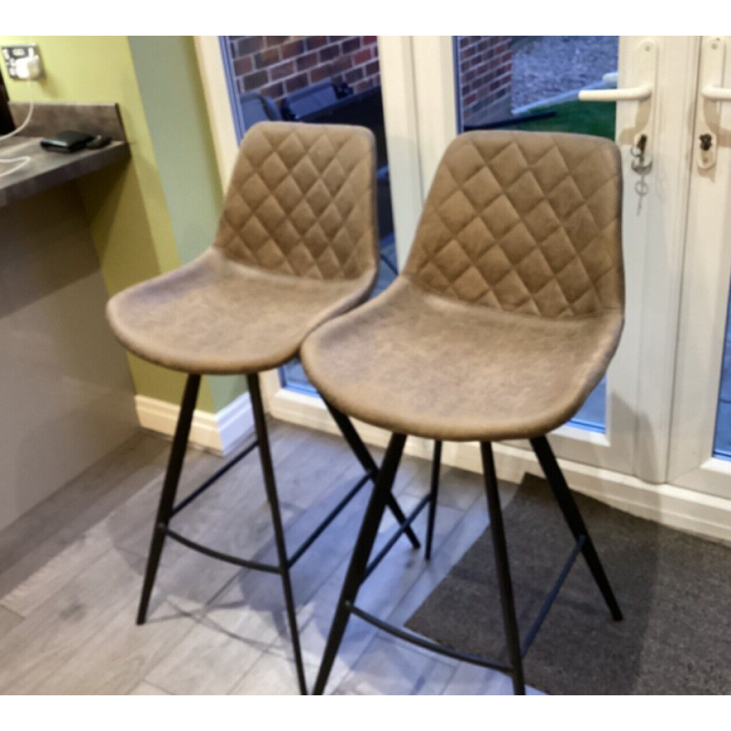 Vintage Bar Stools Industrial Chairs Set 2 Rustic Metal Breakfast ...