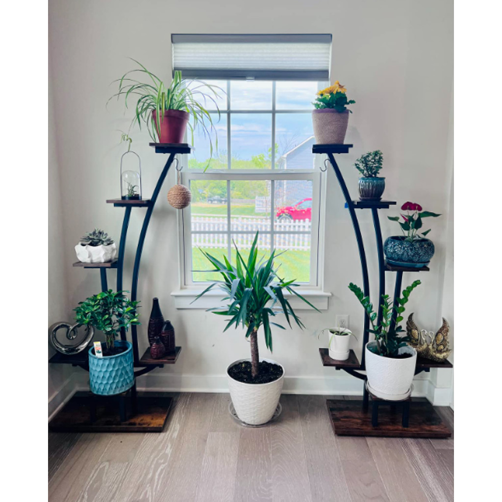 Tall Plant Stand Rustic Display Unit Vintage Industrial Shelf Rack ...