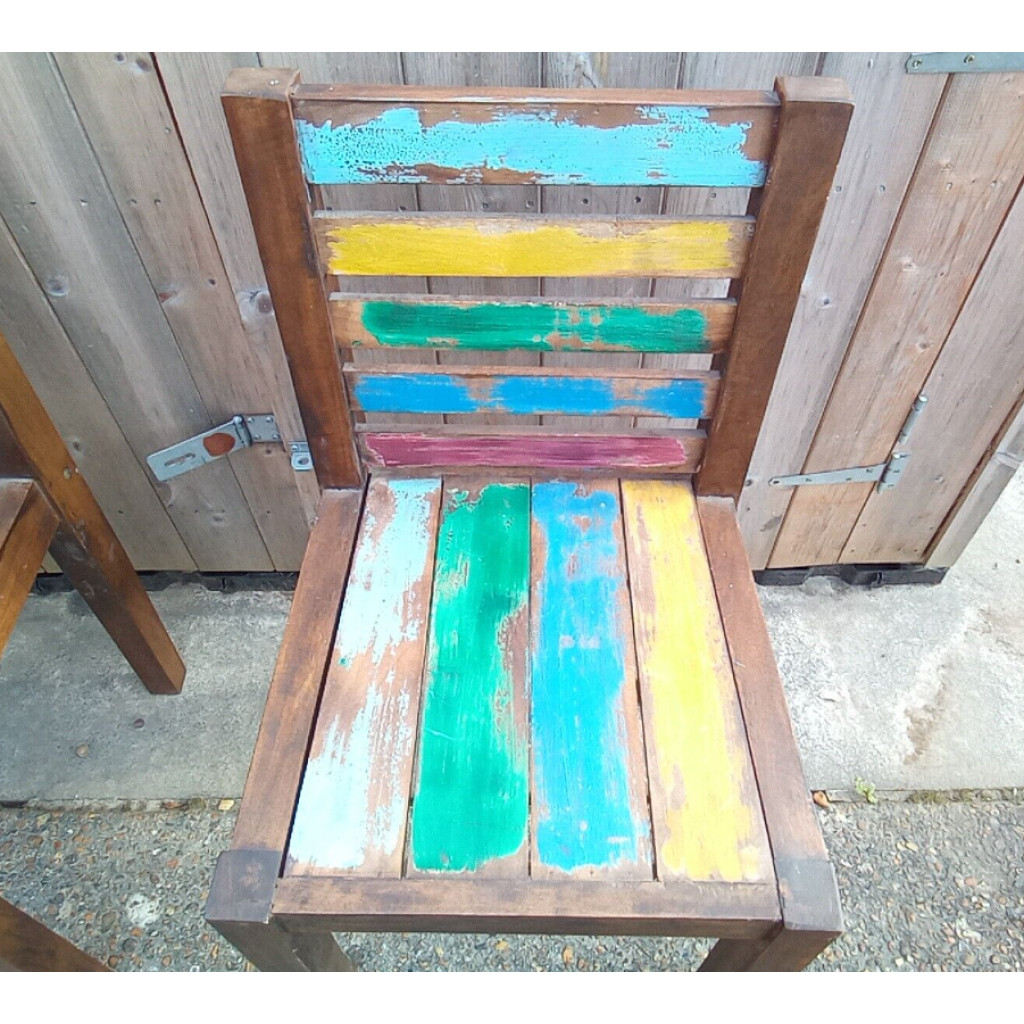 Rustic Dining Chairs Set 2 Solid Wood Kitchen Seat Vintage Industrial ...