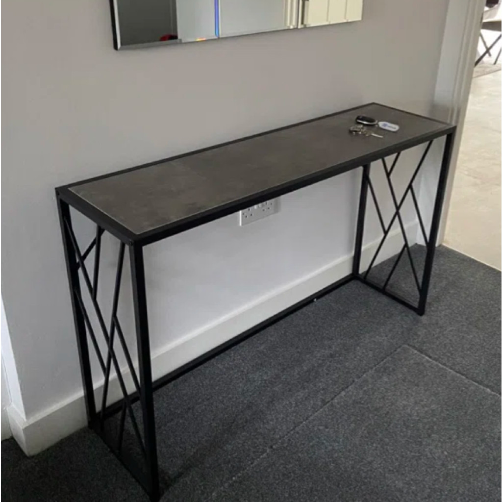 Large Console Table Vintage Industrial Grey Metal Hallway Entryway Sofa ...
