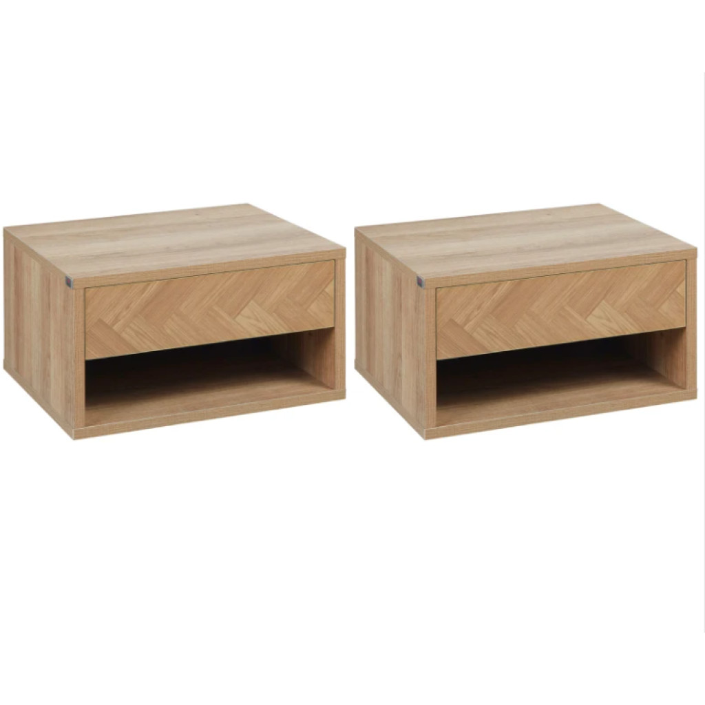 Floating Bedside Tables Set 2 Scandinavian Modern Wall Mounted Cabinet ...