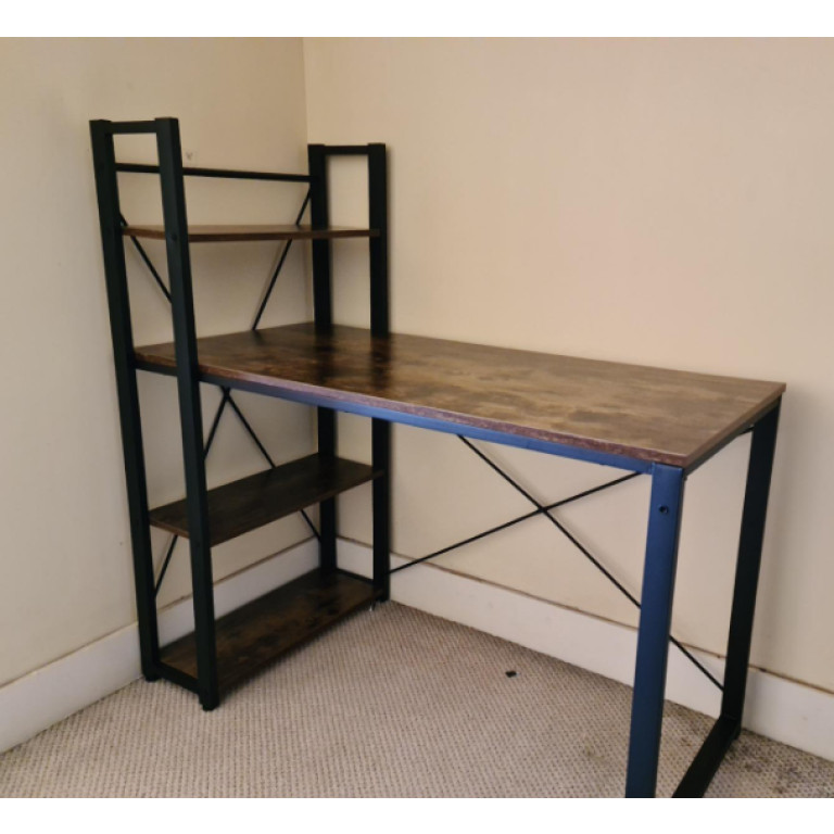 Rustic Computer Desk Vintage Industrial Storage Table Metal Office ...