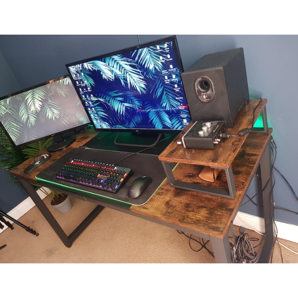 Rustic Computer Desk Vintage Industrial Monitor Stand Large Metal PC ...