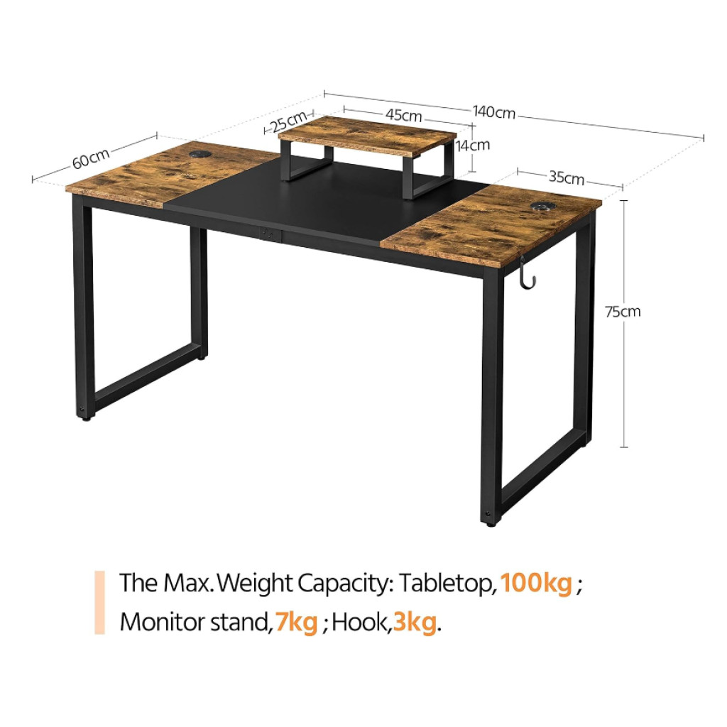 Rustic Computer Desk Vintage Industrial Monitor Stand Large Metal PC ...