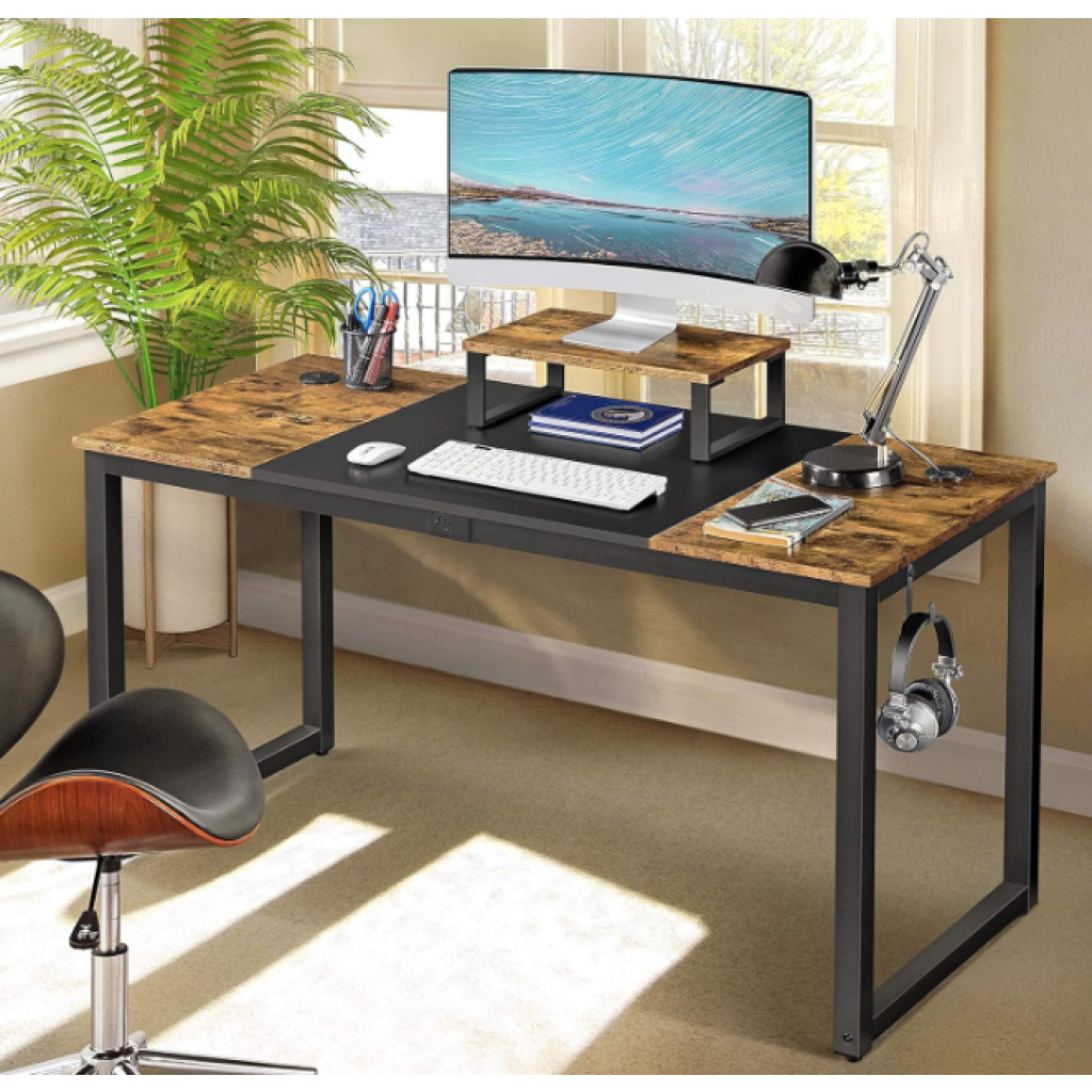 Rustic Computer Desk Vintage Industrial Monitor Stand Large Metal PC ...